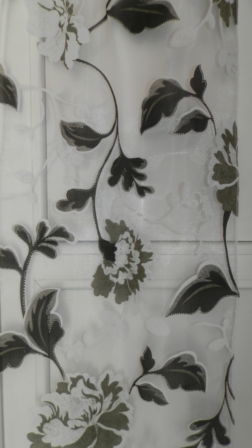 Perdea Organza Cu Flori Gri Imprimate, Otto House