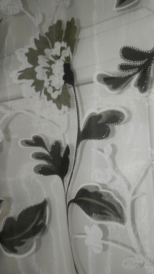 Perdea Organza Cu Flori Gri Imprimate, Otto House