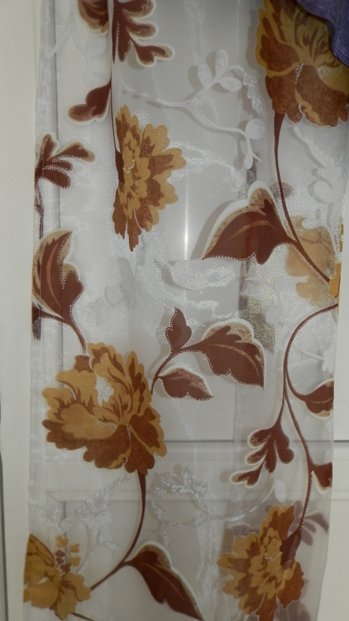 Perdea Organza Cu Flori Maro Imprimate, Otto House