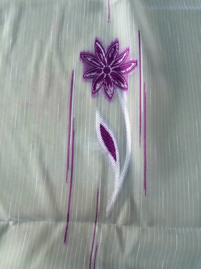 Perdea Sable, Flori Mov, Contur Argintiu, Otto House