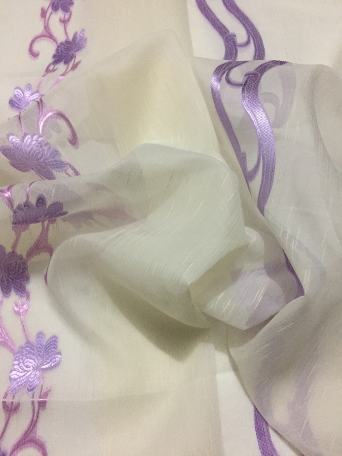 Perdea Tip Sable Mov-lila Cu Model Floral, Otto House